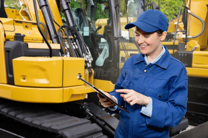 Fleet of Yellow Construction Machines. Stock Image - Image of hydraulic ...