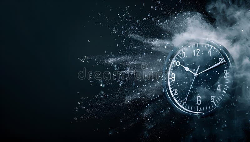 Fleeting Time Concept. Analog Clock Dissolving on Black Background ...