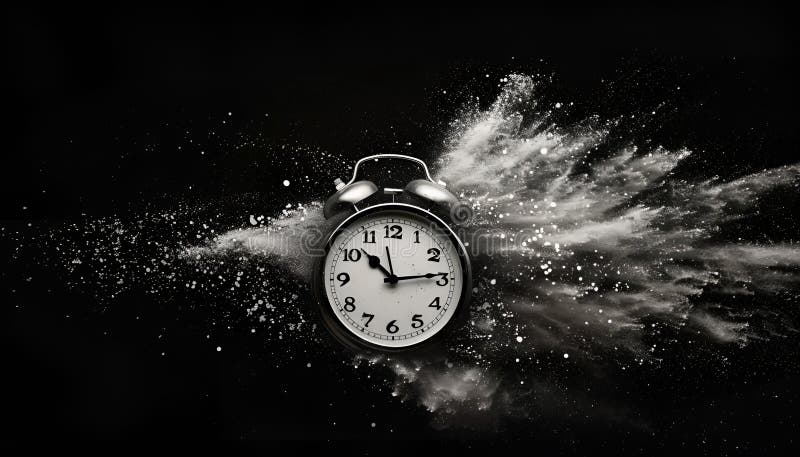 Fleeting Time Concept. Analog Clock Dissolving on Black Background ...