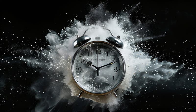 Fleeting Time Concept. Analog Clock Dissolving on Black Background ...