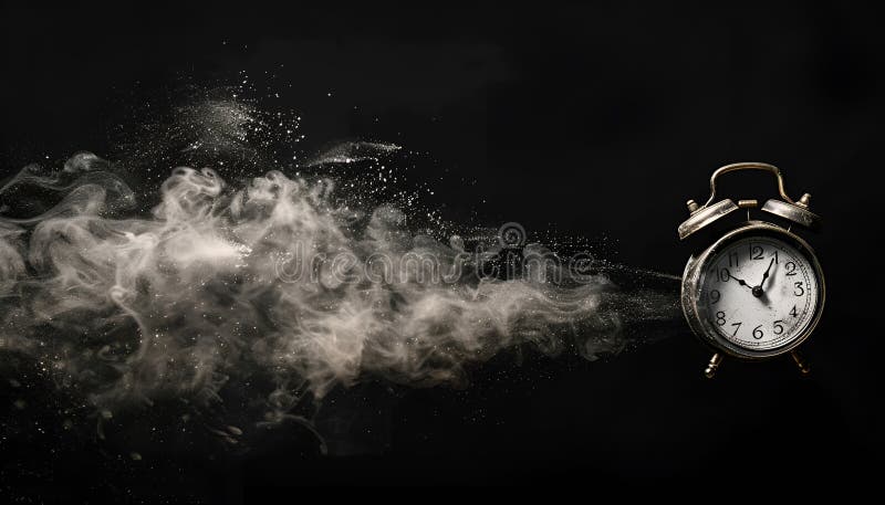 Fleeting Time Concept. Analog Clock Dissolving on Black Background ...
