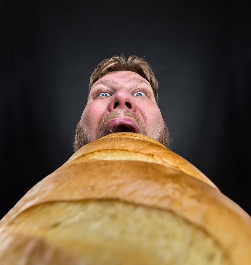 Mann Mit Einem Brot Anstelle Des Kopfes Stockbild - Bild von seltsam ...