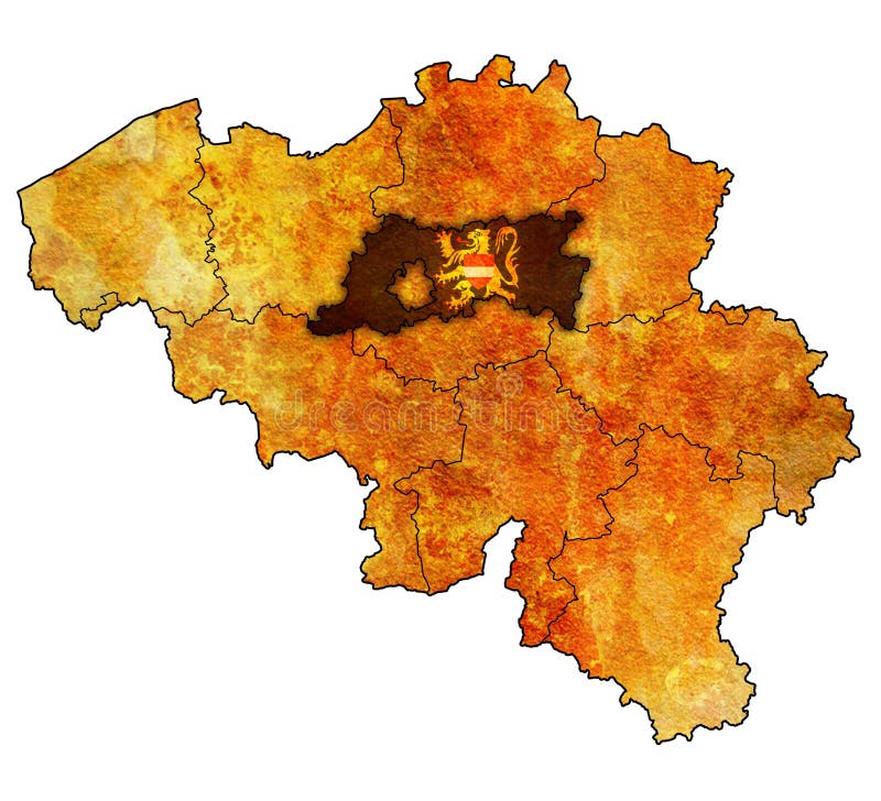 Flemish Brabant on Map of Belgium Stock Illustration - Illustration of ...