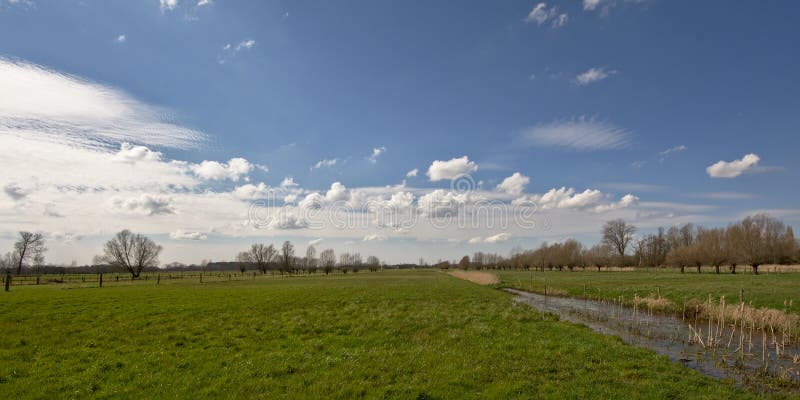 Flemish Landscape - Wide Angle View Stock Image - Image of grass ...