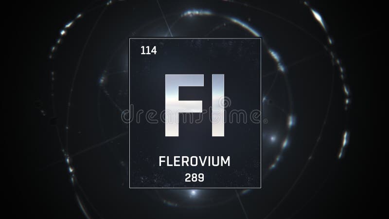 Flerovium As Element 114 of the Periodic Table 3D Illustration on Blue ...