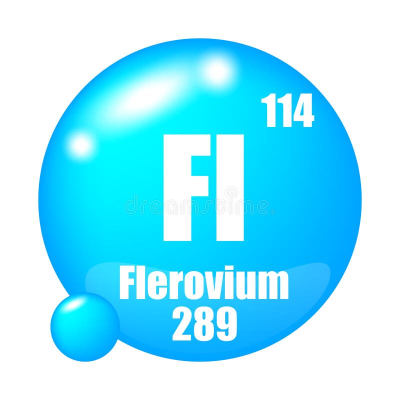 Flerovium Element Symbol. Atomic Number 114. Mass 289. Blue Sphere Icon ...