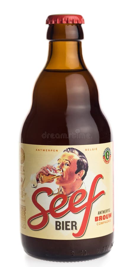 Fles Belgisch Seef-bier redactionele afbeelding. Image of merk - 90931795