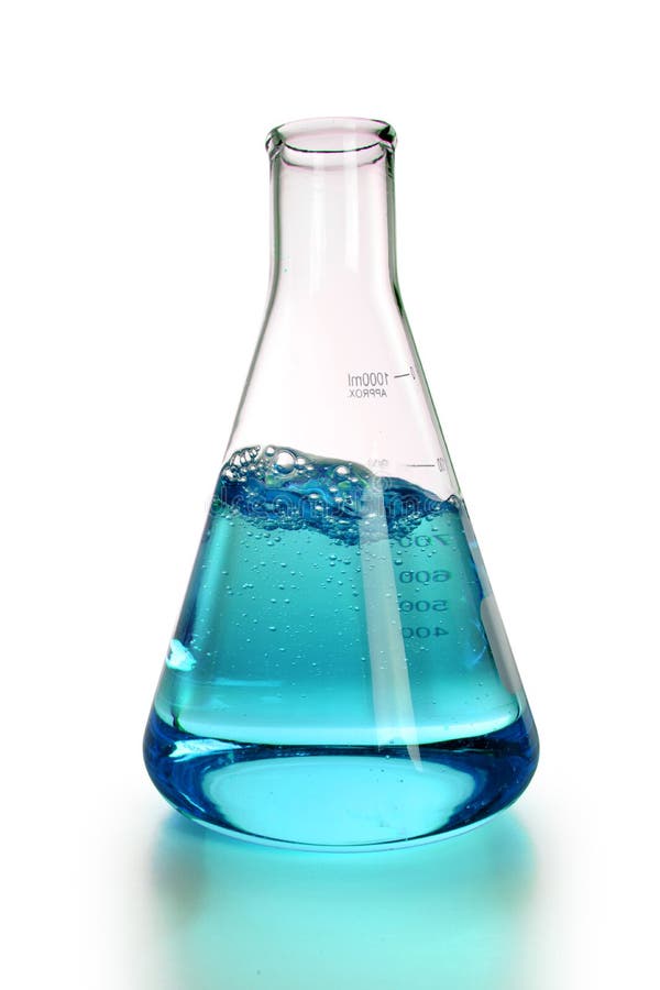 Fles met Blauwe Vloeistof stock afbeelding. Image of blauw - 13577381