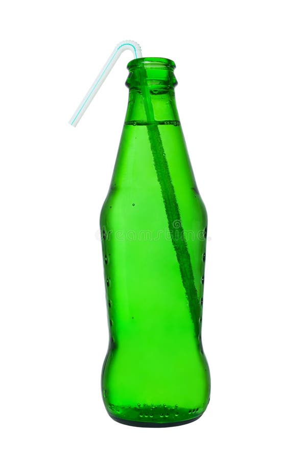 Fles soda met stro stock foto. Image of groen, stro, niemand - 21440482