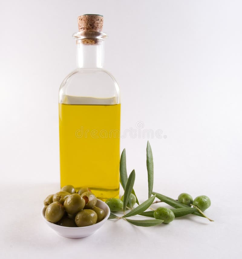 Fles olijfolie en azijn stock foto. Image of olijf, azijn - 3622042