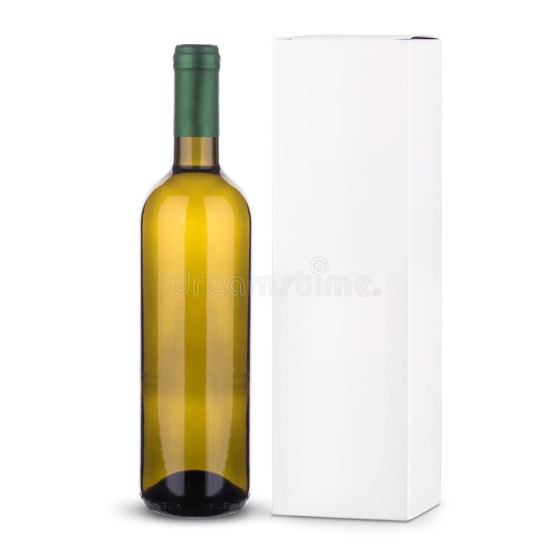 Fles Witte Wijn Met Een Witte Doos Op Een Witte Achtergrond Stock ...