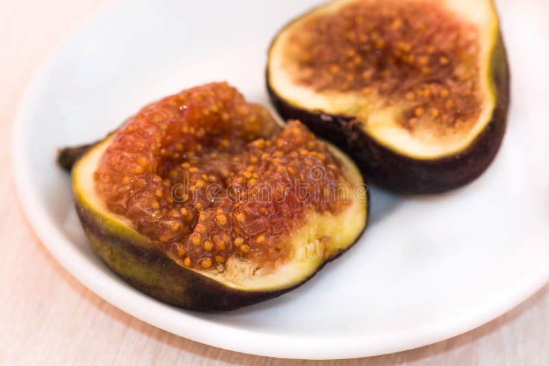 Flesh of figs on a plate, stock image. Image of health - 122552465