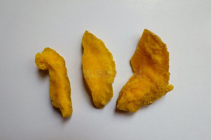 3 Fleshy Yellow Dried Guava Slices from Above Stock Image - Image of ...