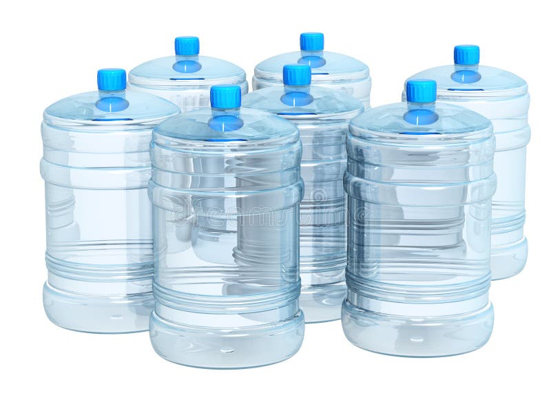 Drie 19 Liter of 5 Gallon Plastic Drinkt Waterflessen Stock Illustratie ...