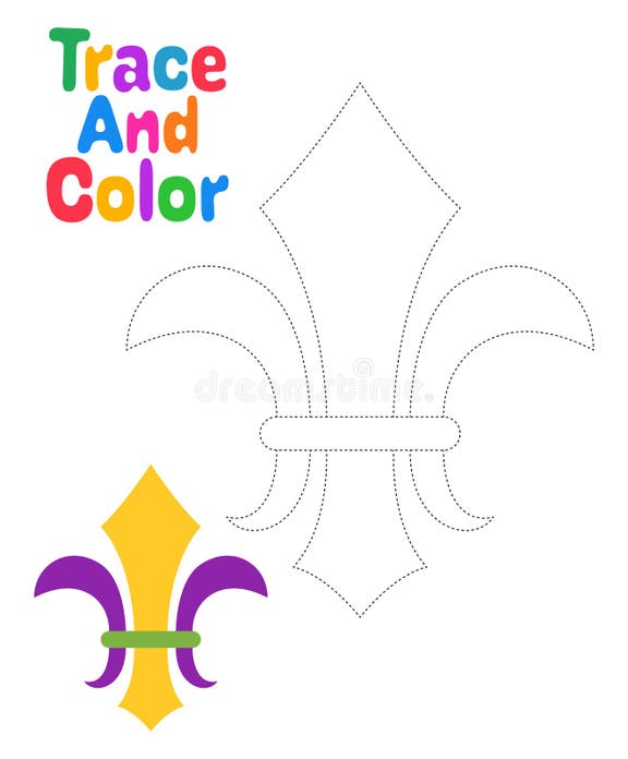 Fleur De Lis Tracing Worksheet for Kids Stock Vector - Illustration of ...