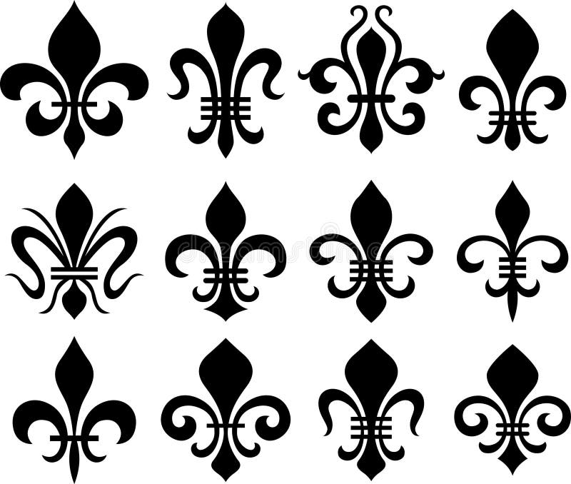 Fleur De Lys Scroll Elements Symbol Stock Vector - Illustration of ...