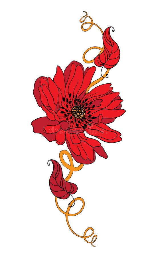 Fleur de rouge de tatouage illustration de vecteur. Illustration du ...
