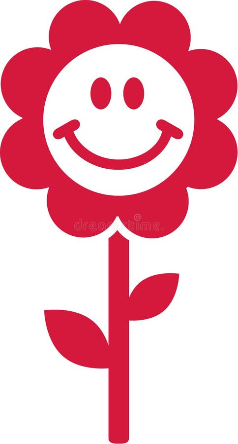 Fleur De Sourire Rouge Avec Le Visage Illustration de Vecteur ...