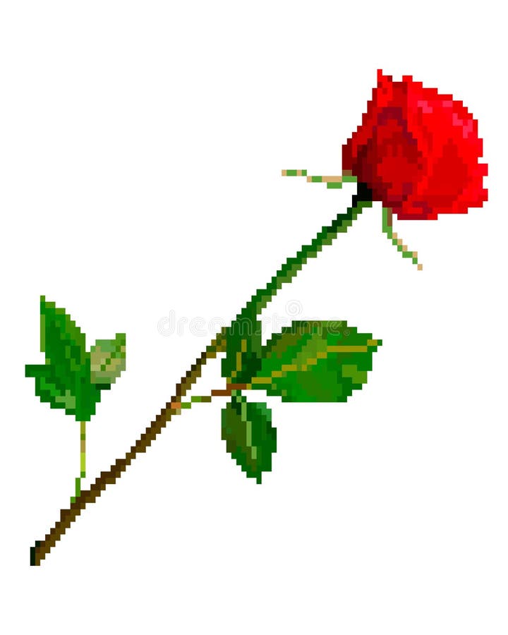 Pixel art rose rouge vase illustration de vecteur. Illustration du ...