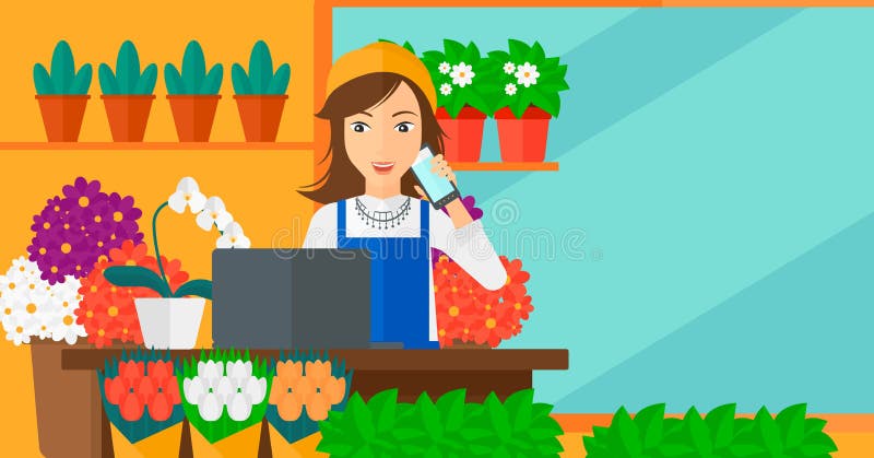 Fleuriste prenant l'ordre illustration de vecteur. Illustration du ...