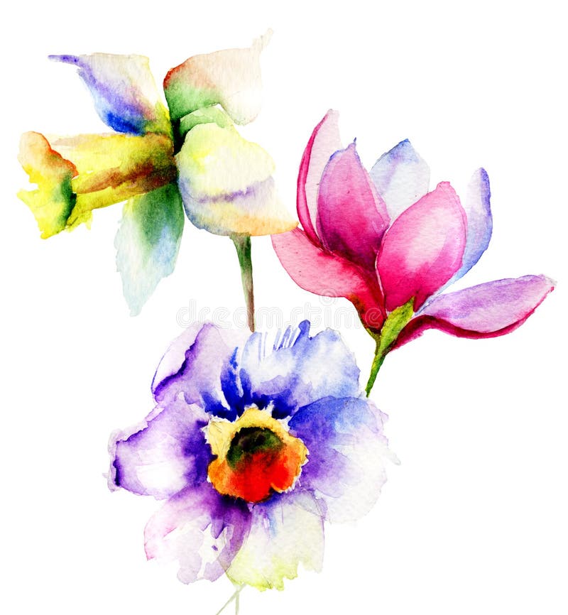 Fleurs stylisées d'été illustration stock. Illustration du brochure ...