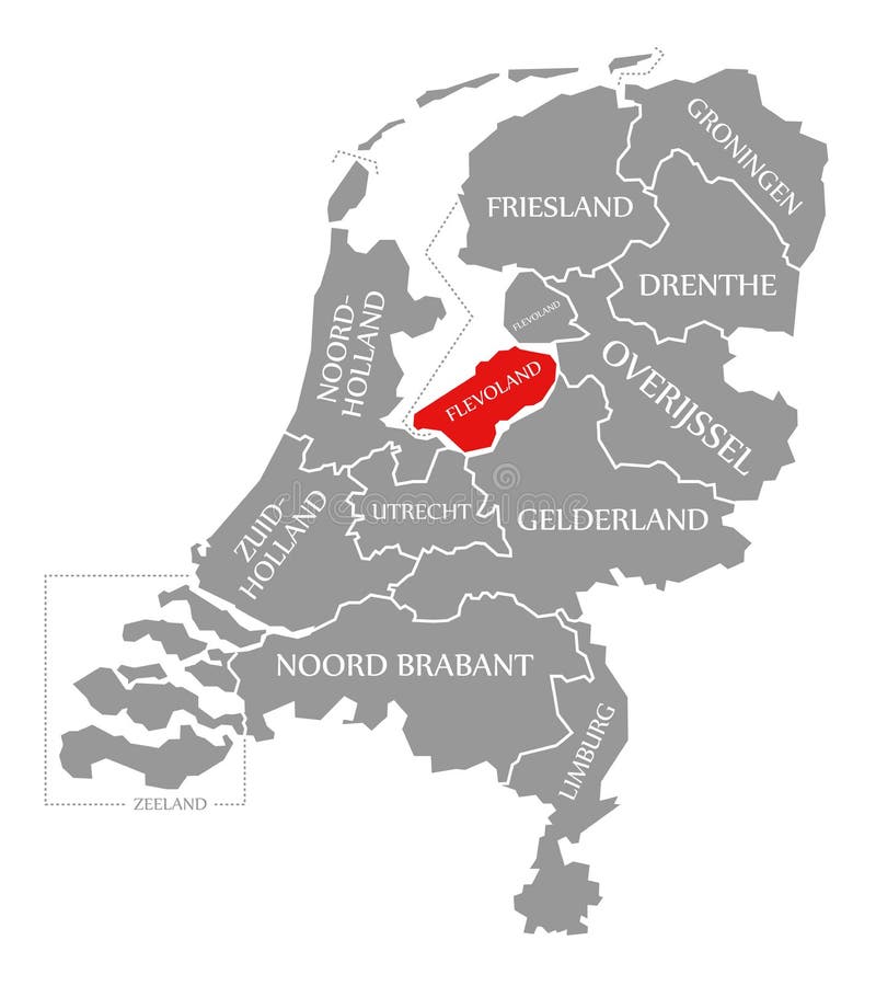 Flevoland Red Highlighted in Map of Netherlands Stock Illustration ... Flevoland Red Highlighted in Map of Netherlands Stock Illustration ...