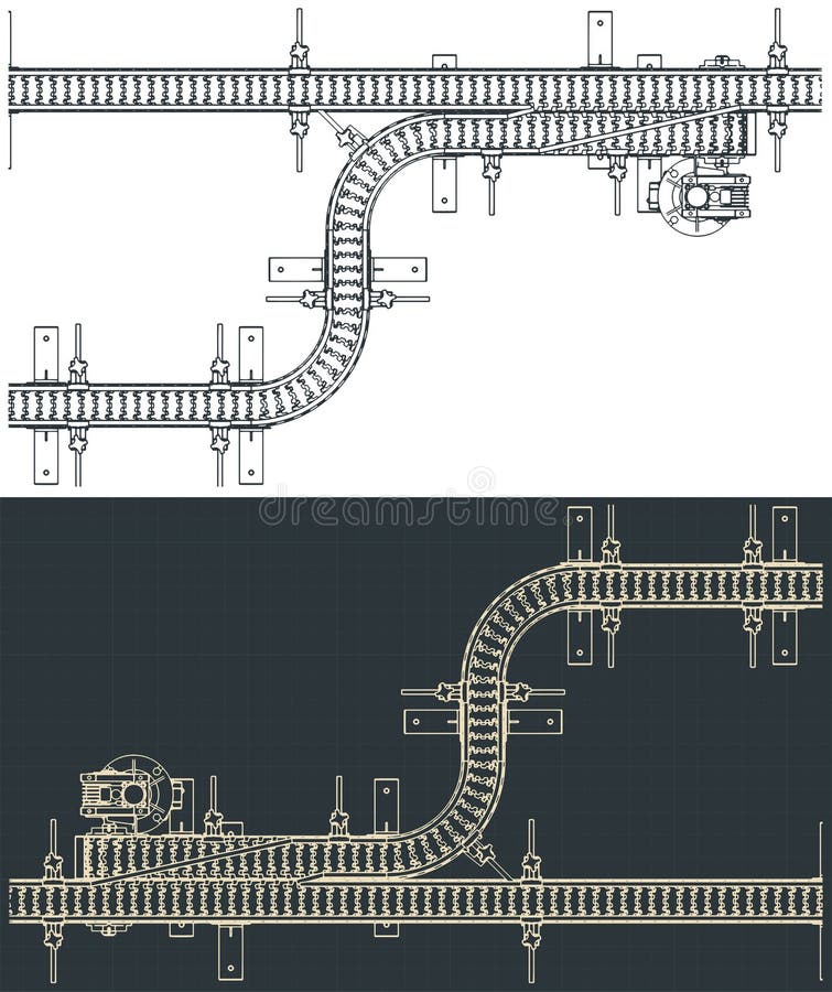 Flex Link Conveyor Blueprints Stock Vector - Illustration of automatic ...
