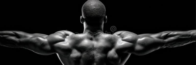 Flexed Back Muscles Showcasing Strength and Definition in a Dramatic ...