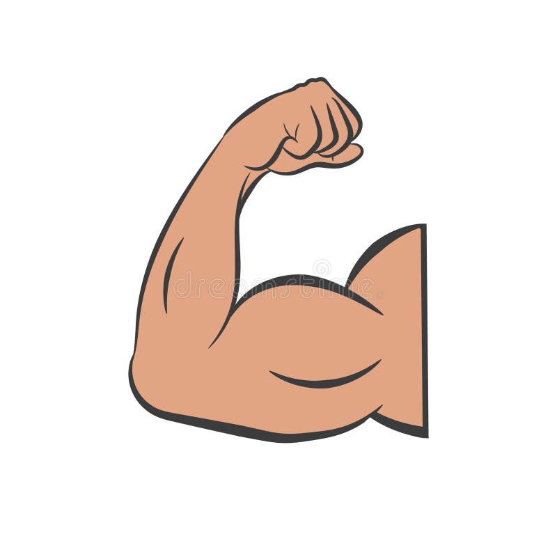 Sticker Van Een Tekenfilm Met Sterke Arm Flexing Bicep Vector ...