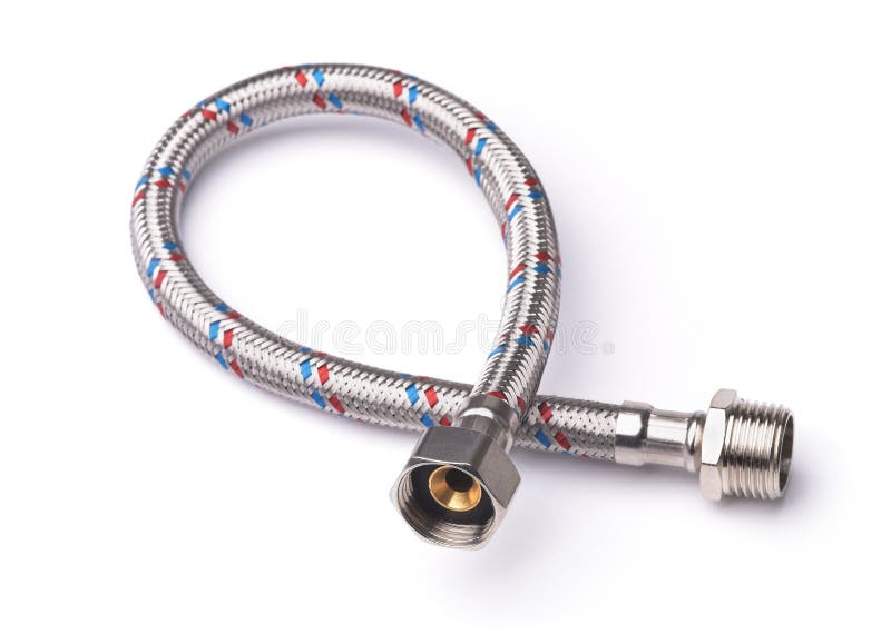 Gevlochten Flexibele Waterslang Die Verbinding Maakt Met Een Waterkraan ...