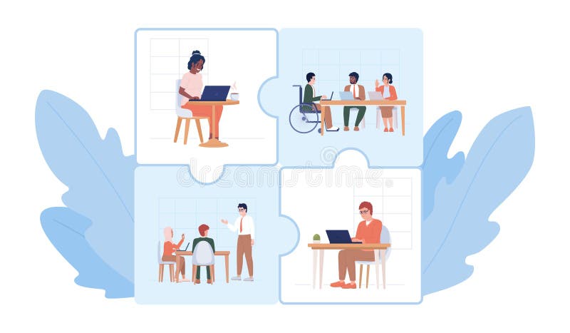 Flexibility in Teamwork Flat Concept Vector Spot Illustration Stock ...