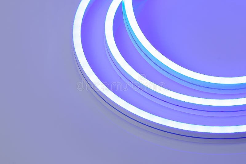 Flexible Blue Led Neon Decor Light Glowing on Dark Background Stock ...