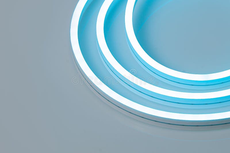 Flexible Blue Led Neon Decor Light Glowing on Dark Background Stock ...