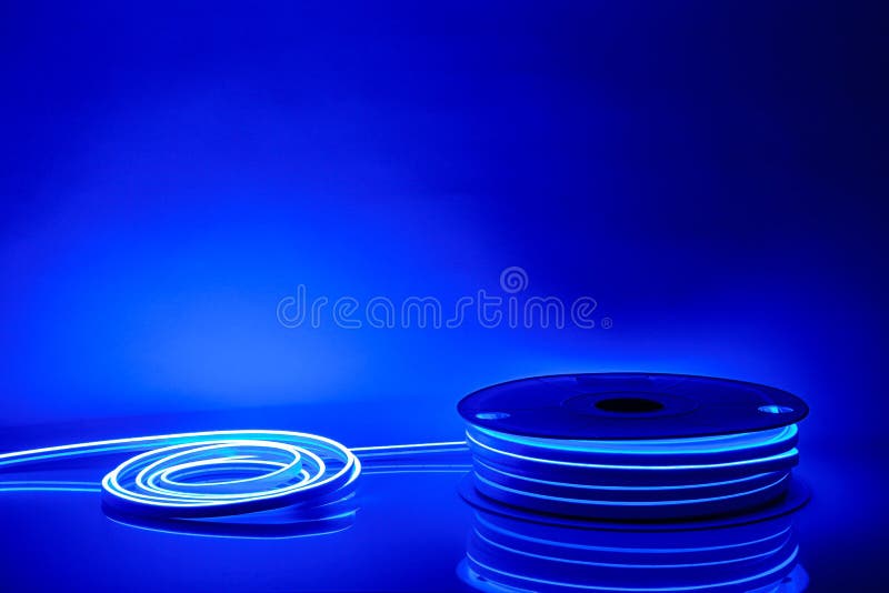 Flexible Blue LED Neon Strip on Black Background Stock Photo - Image of ...