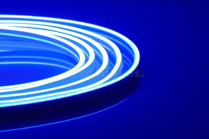 Flexible Blue LED Neon Strip on Black Background Stock Image - Image of ...