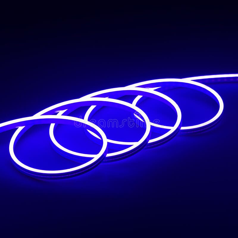 Flexible Blue Led Tape Neon Glowing on Black Background Stock Photo ...