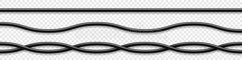 Flexible Cables Collection. Black Electrical Wire. Realistic Power or ...