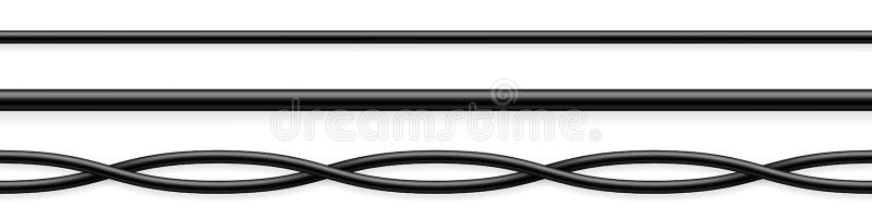 Flexible Cables Collection. Black Electrical Wire. Realistic Power or ...