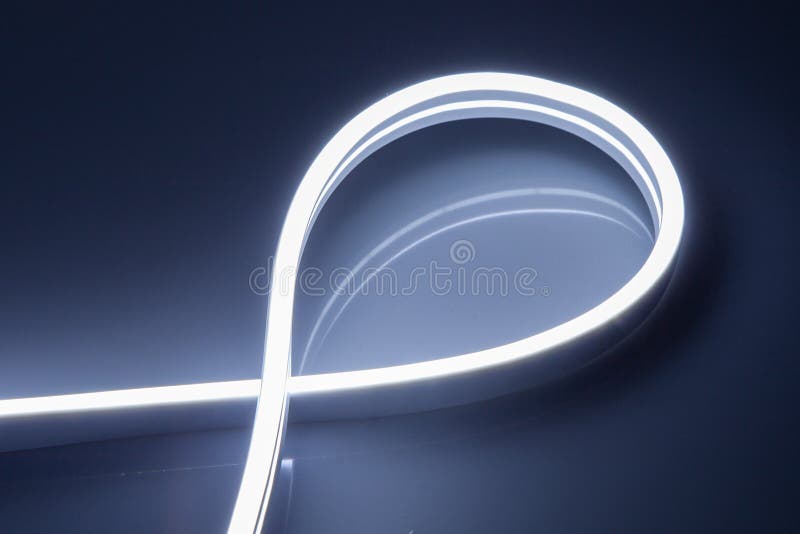 Flexible Cold White LED Neon Strip on Black Background Stock Image ...