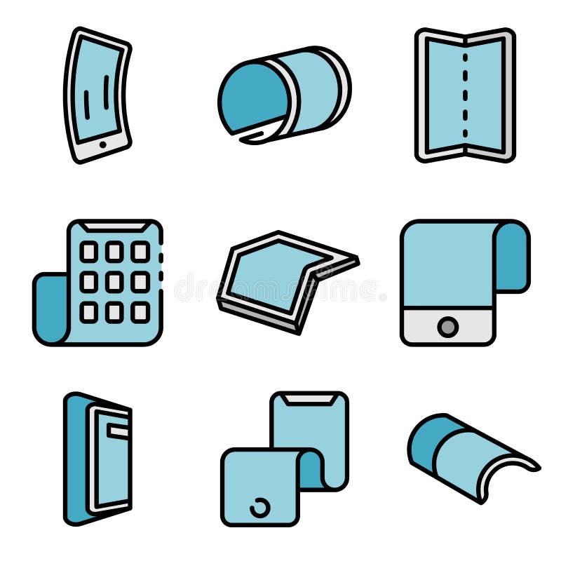100 Display Icons Set, Flat Style Stock Vector - Illustration of ...