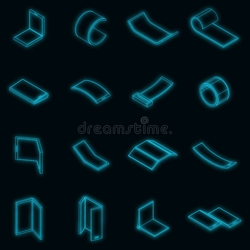 Flexible Display Icons Set Vector Neon Stock Vector - Illustration of ...