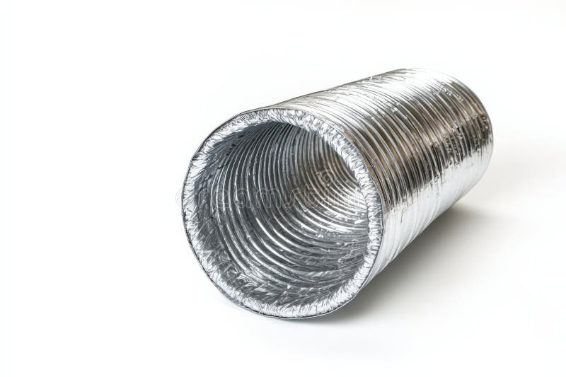 Flexible Duct with Shiny Metallic Finish Isolated on a Clean White ...