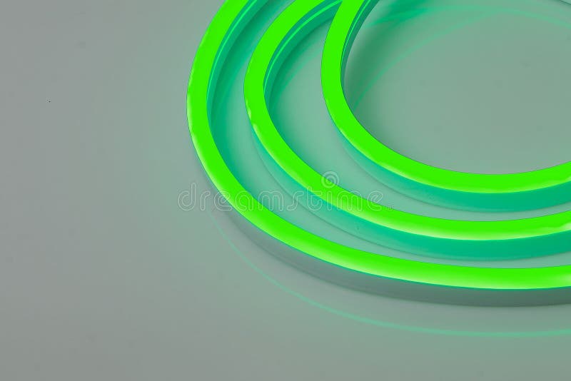 Flexible Green Led Neon Decor Light Glowing on Dark Background Stock ...