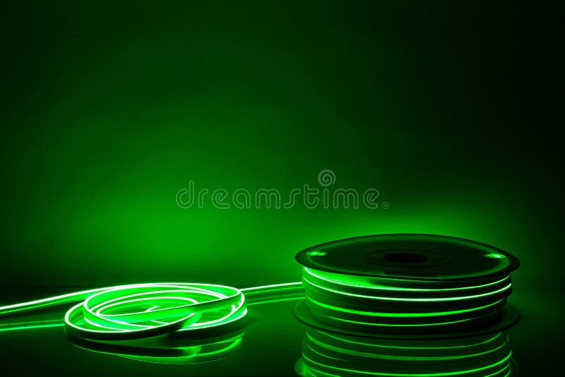 Flexible Green LED Neon Strip on Black Background Stock Photo - Image ...