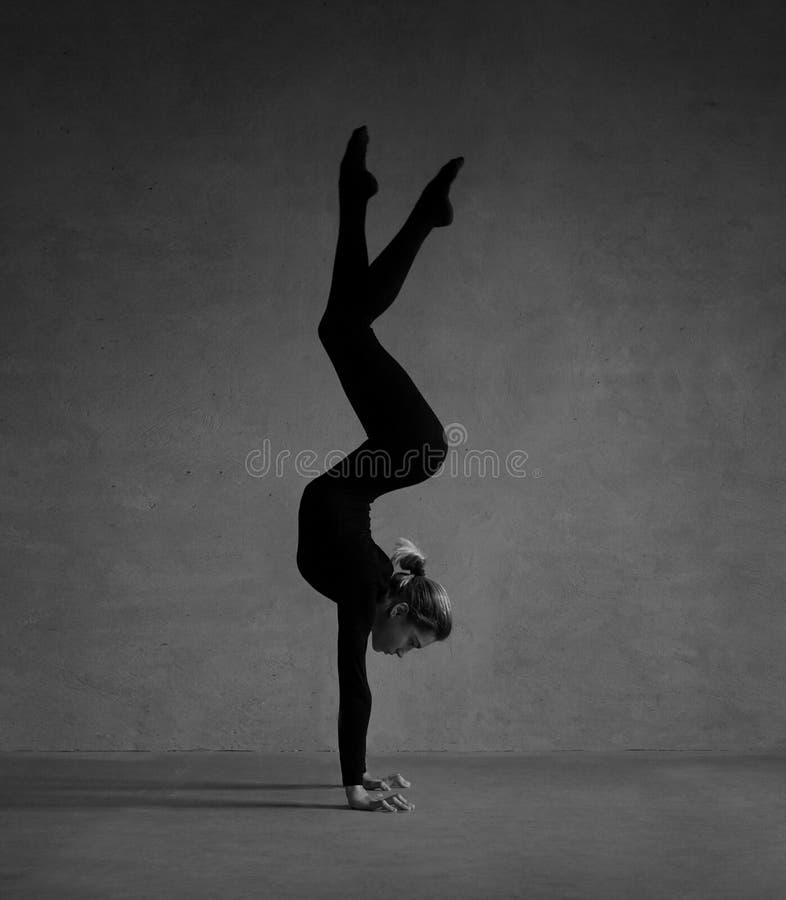 Flexible Gymnast Posing in Black Clothes Stock Image - Image of fine ...