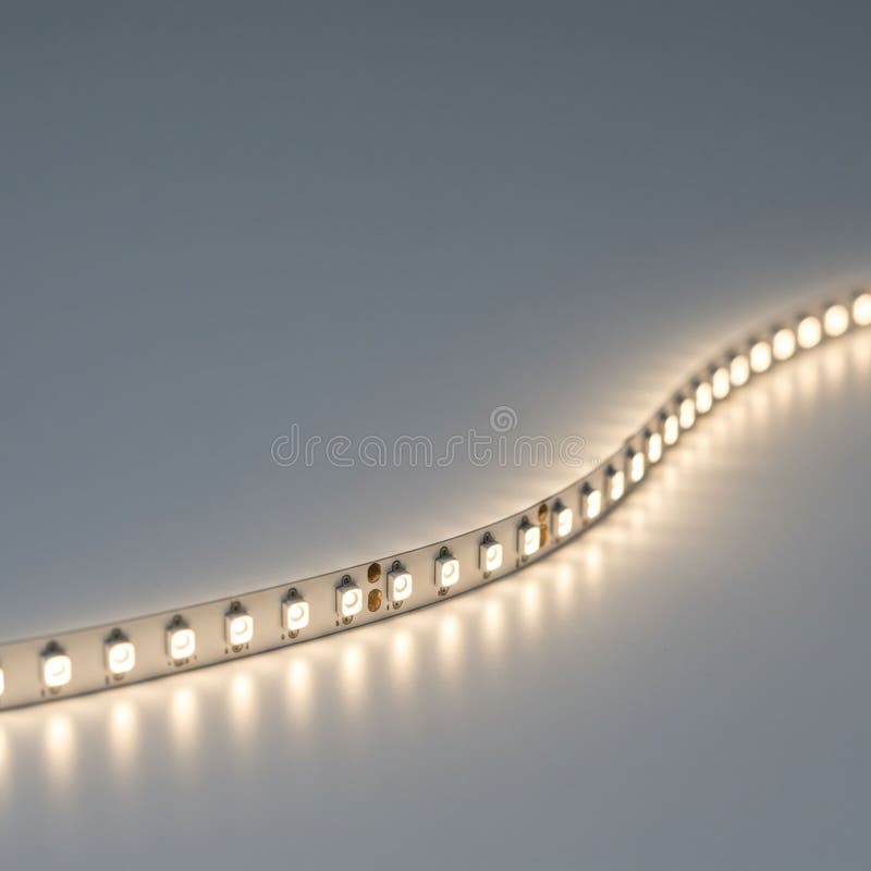 Flexible LED Strip Light on a Smooth Surface. the Strip Curves Gently ...