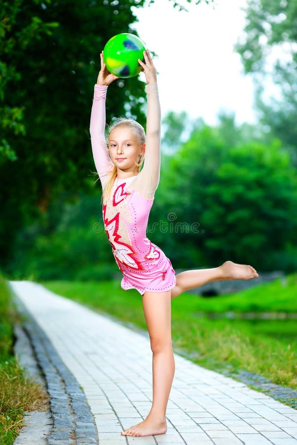 Image Flexible Little Girl Doing Vertical Split Stock Photos - Free ...