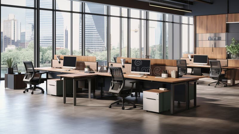 A Flexible Office Layout with Modular Workstations Stock Illustration ...