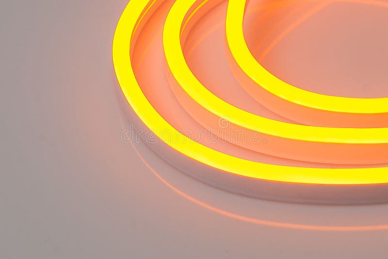 Flexible Orange Led Neon Decor Light Glowing on Dark Background Stock ...