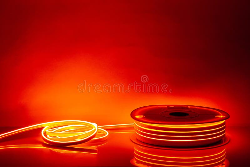 Flexible Orange Led Tape Neon Flex in Roll Isolated on White Background ...